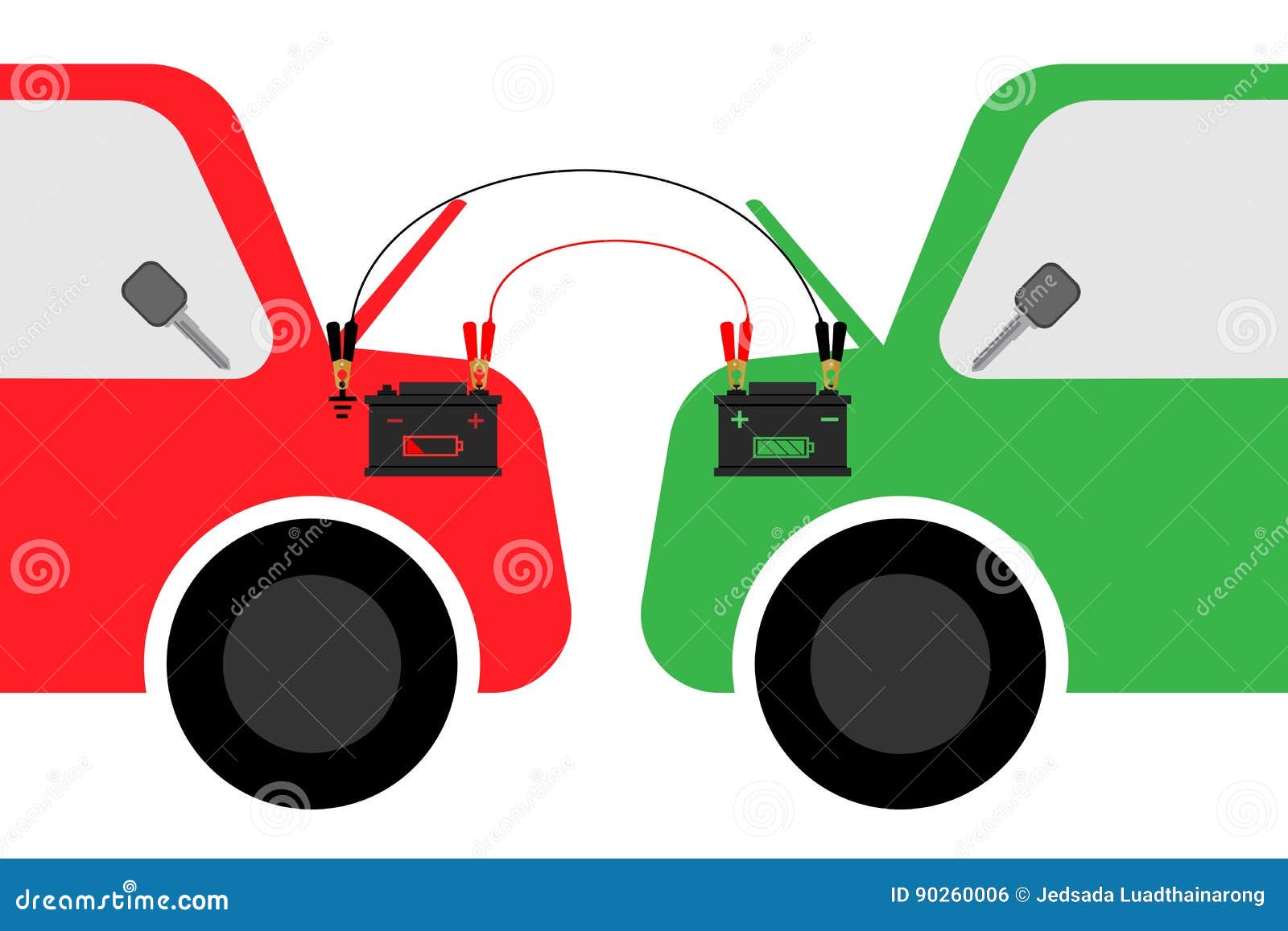 Jump start battery car stock vector. Illustration of icon - 90260006