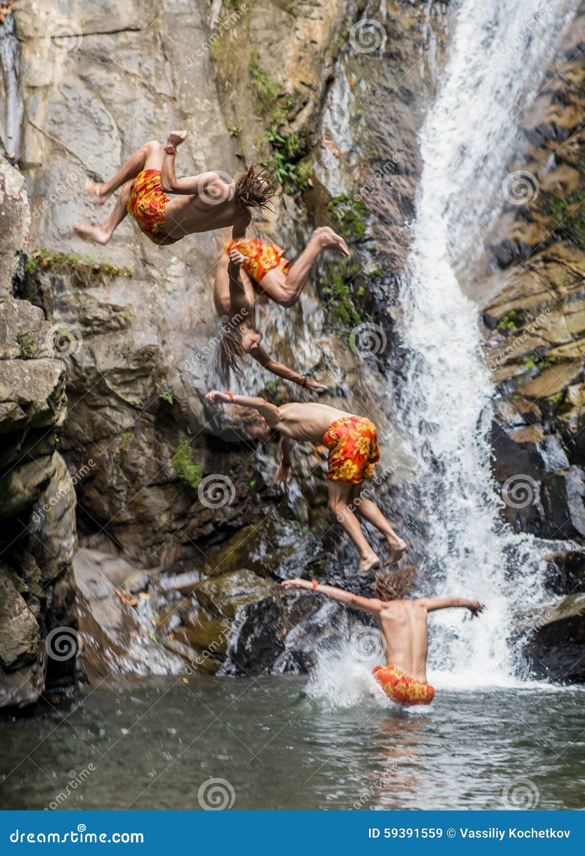 Jump in the waterfall stock image. Image of happy, healthy - 59391559
