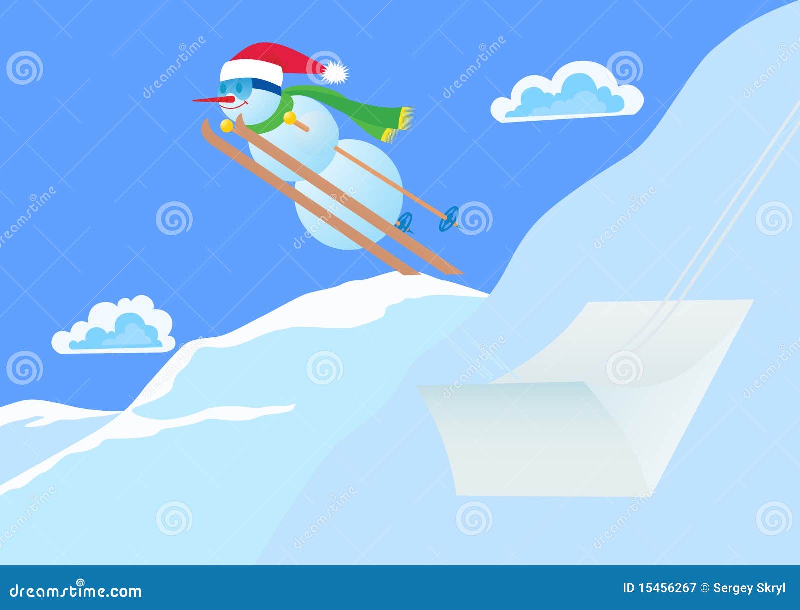 Jumping stock vector. Illustration of snow, cloud, scarf - 15456267