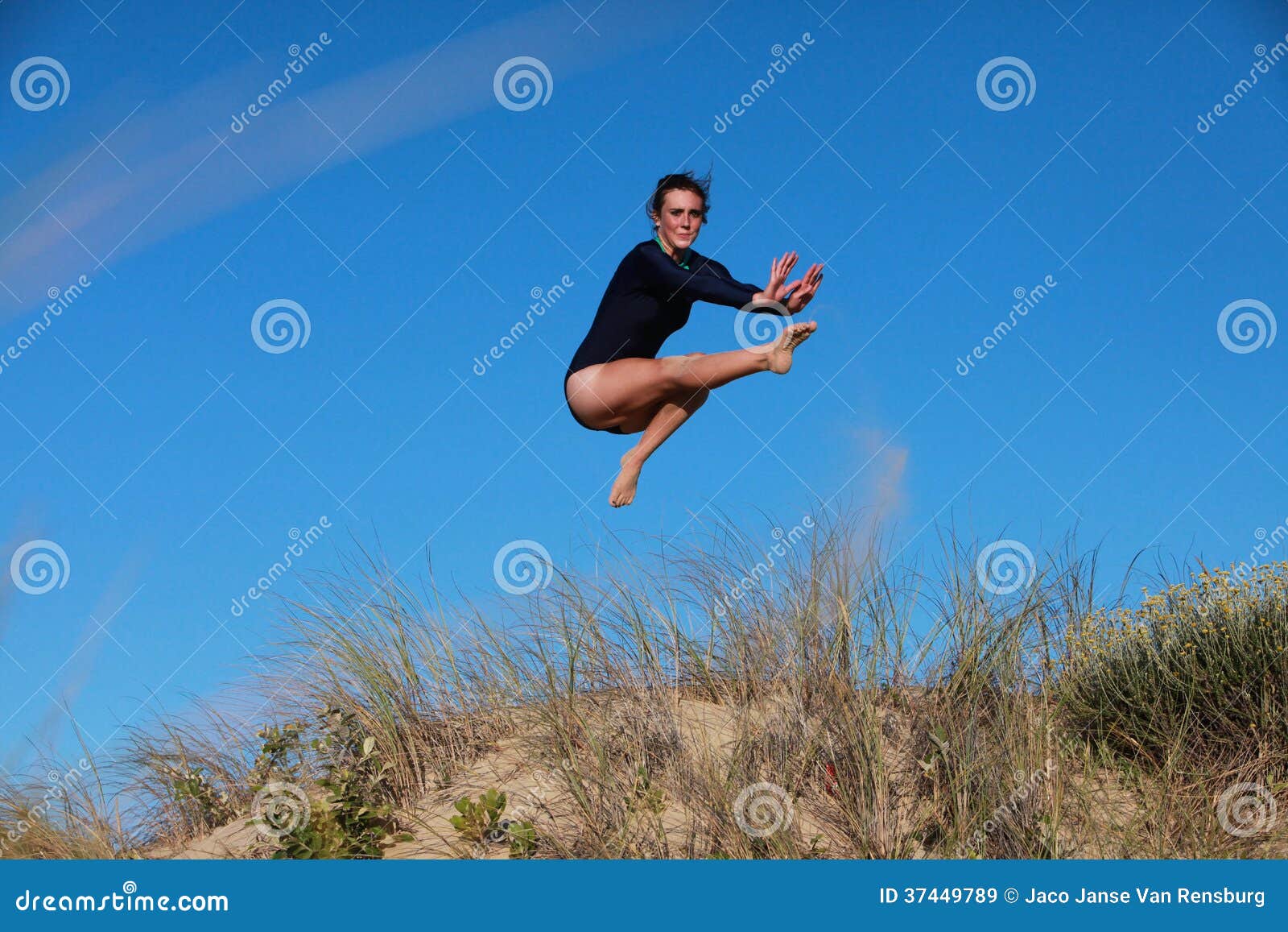 Jumping Acrobatical Gymnast Stock Image - Image of tree, hand: 37449789