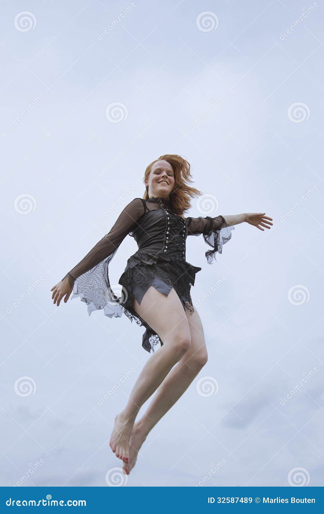 Jumping in the air stock image. Image of girl, cloud - 32587489