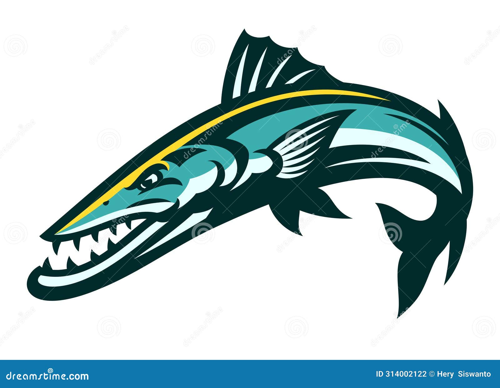 Barracuda Cartoon Clipart. Cute Barracuda Fish (Sphyraena) Vector ...