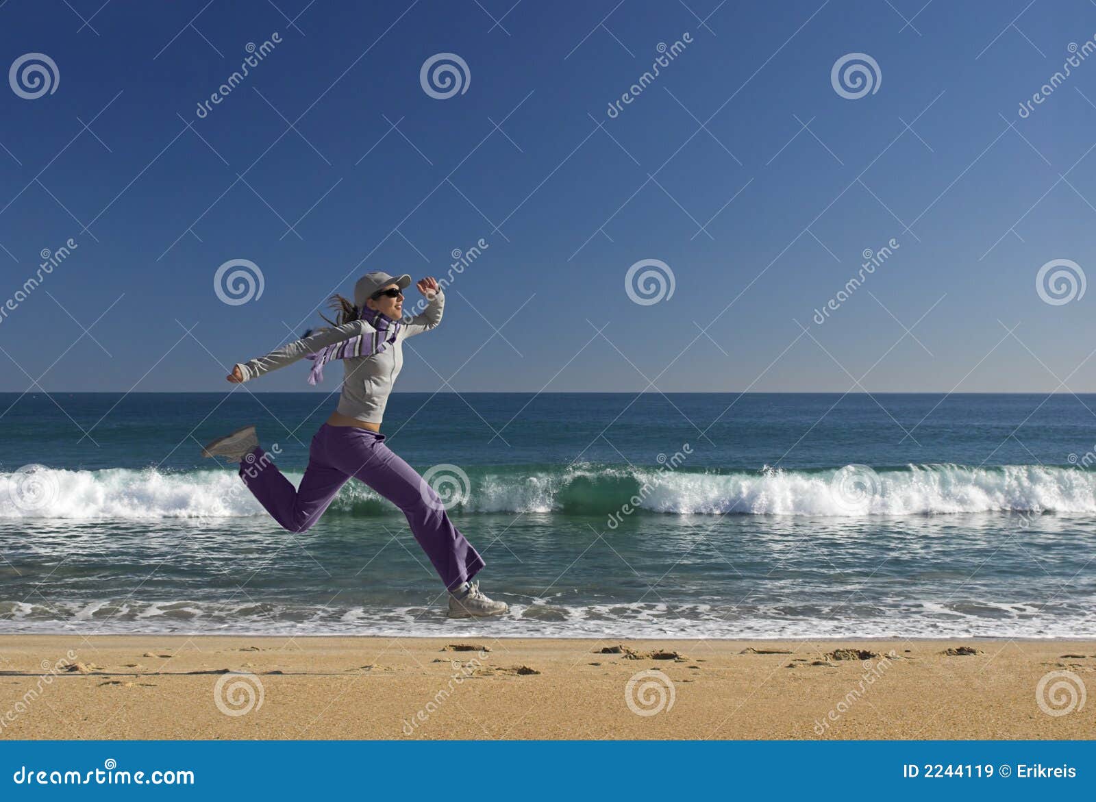 Jumping on the beach stock image. Image of girl, jump - 2244119