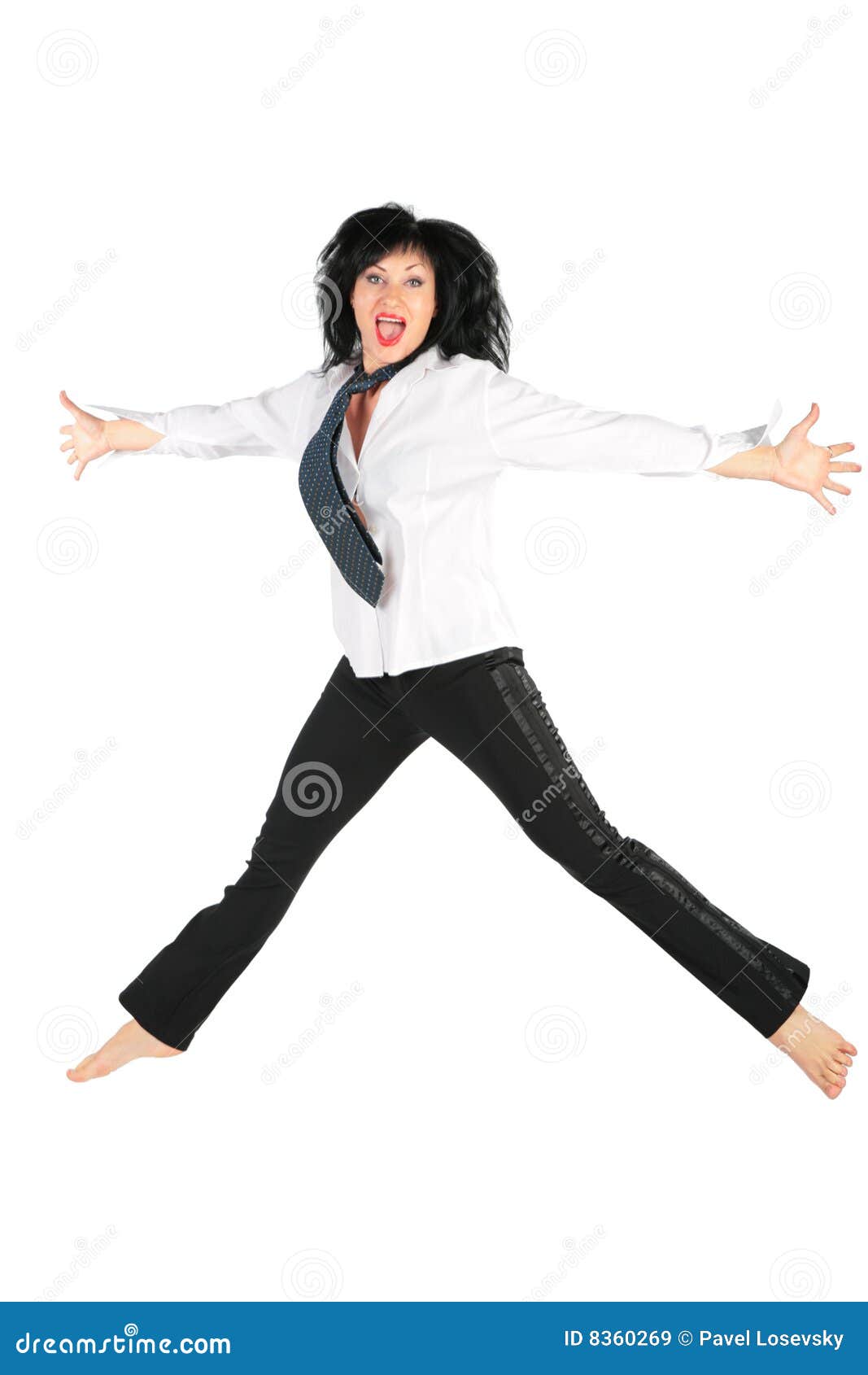 Jumping Beauty Barefoot Brunette Picture. Image: 8360269