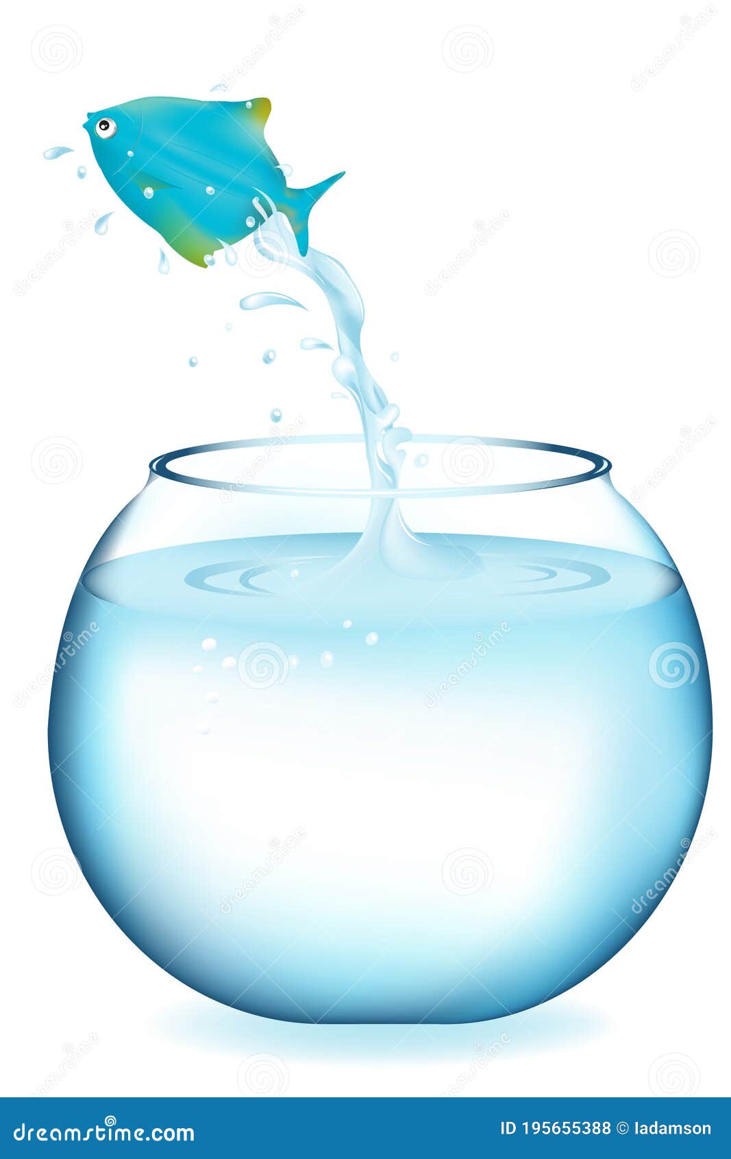 Jumping Blue Fish stock vector. Illustration of water - 195655388