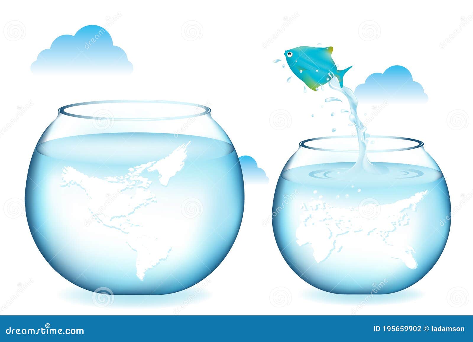 Jumping Blue Fish stock vector. Illustration of aquariums - 195659902