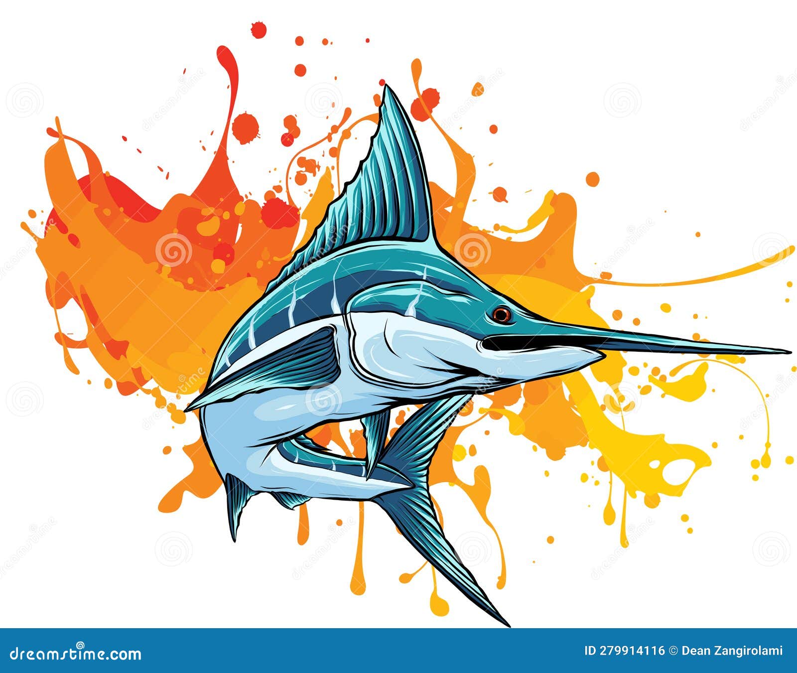 Vector Illustration of Swordfish on White Background Stock Vector ...