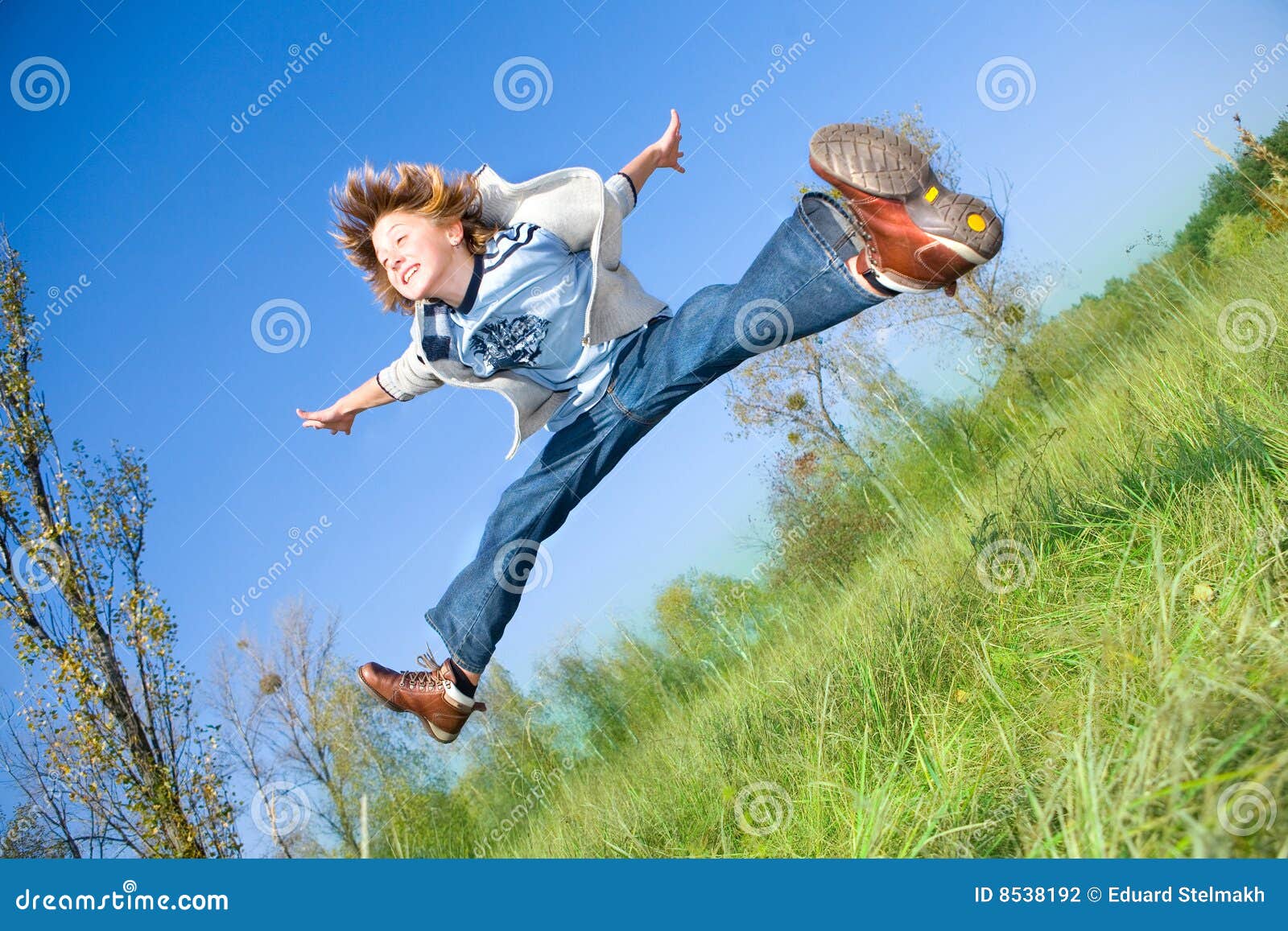 Jumping boy stock photo. Image of dancing, playing, outdoors - 8538192