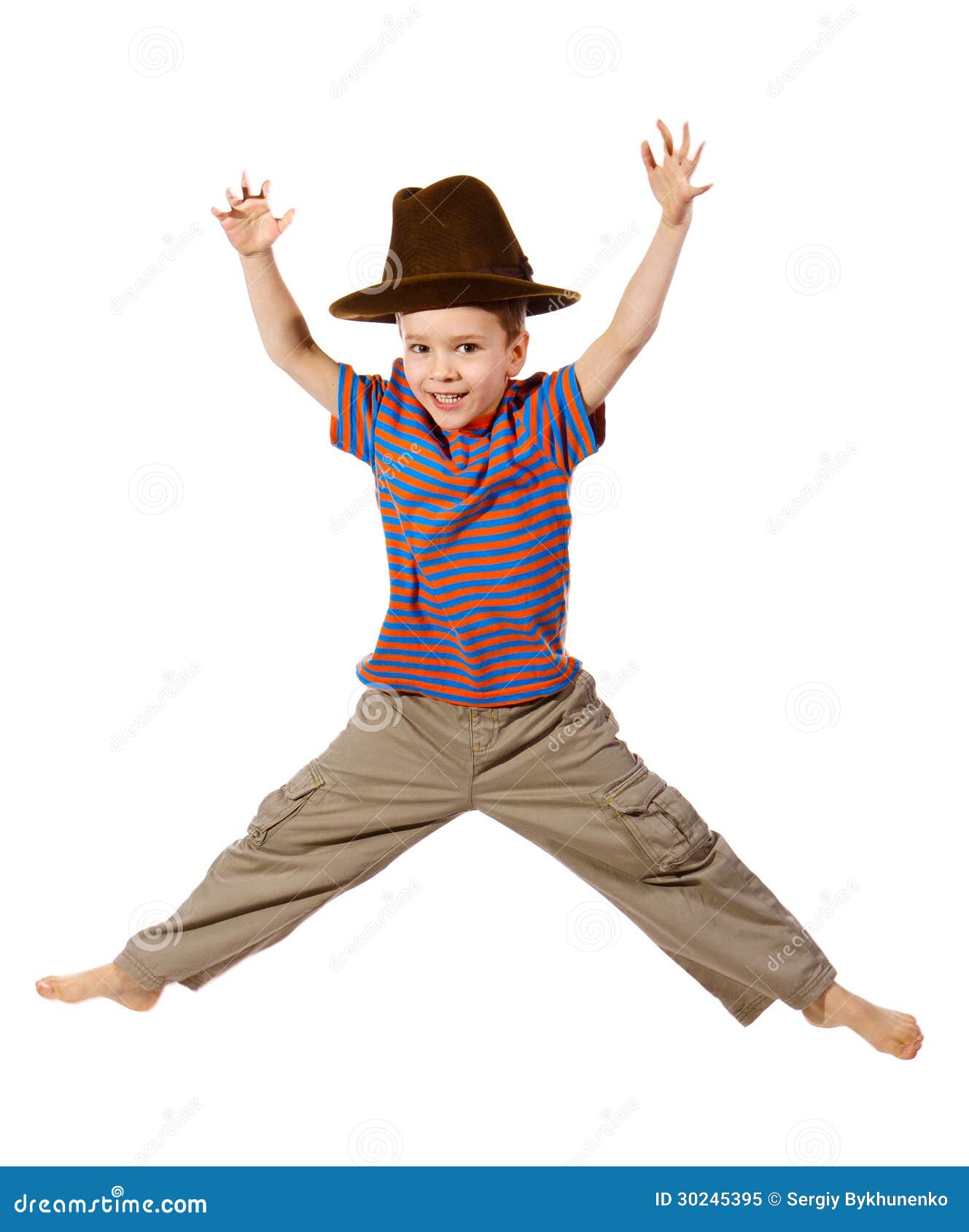 Jumping boy with hat stock image. Image of cheerful, amaze - 30245395