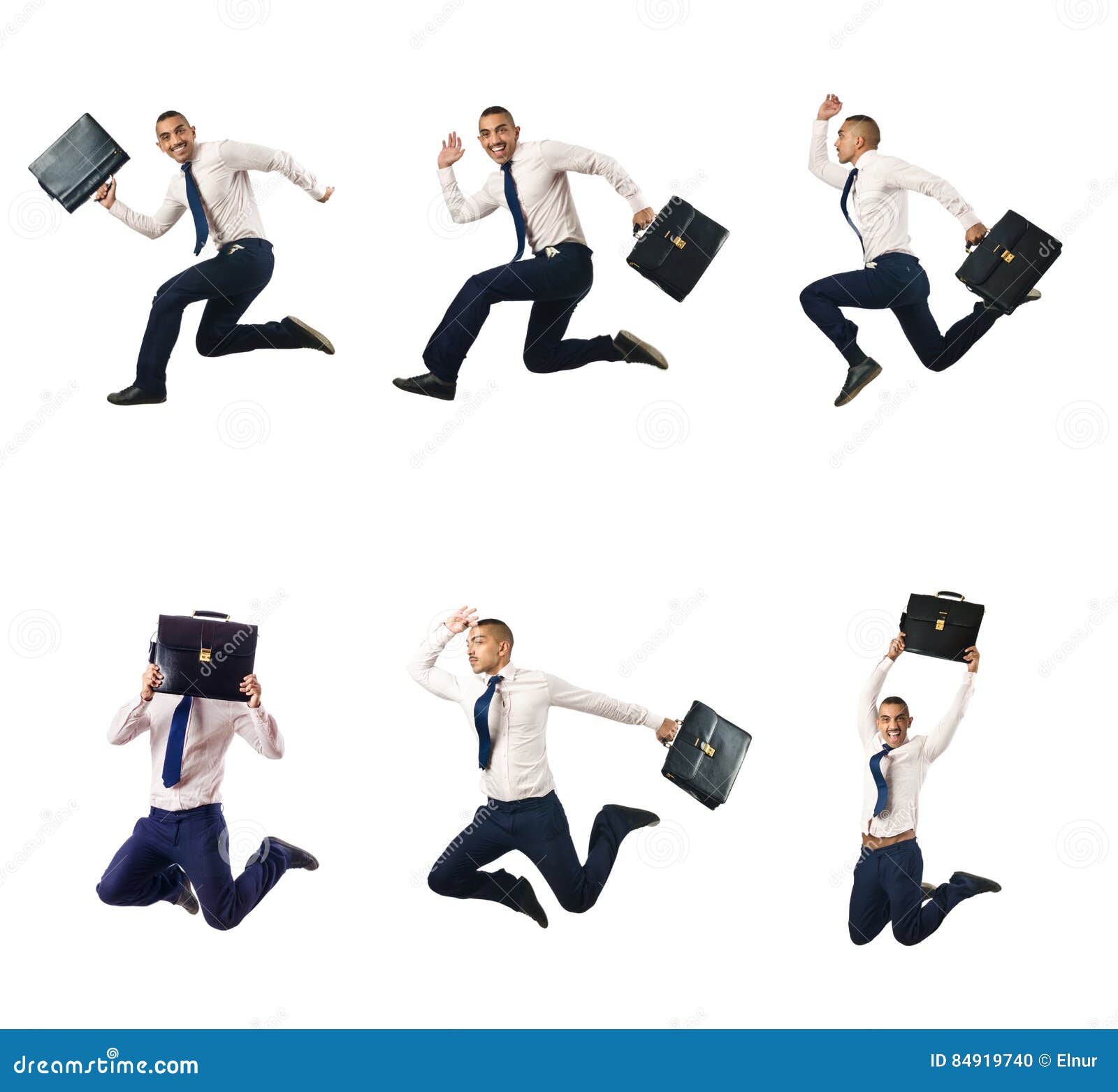 The Jumping Businessman Isolated on White Stock Photo - Image of merry ...
