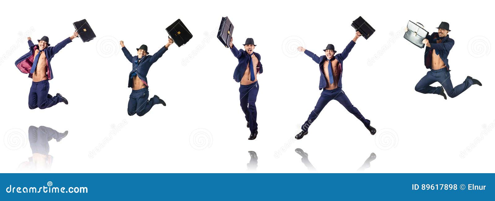 The Jumping Businessman Isolated on White Stock Photo - Image of ...
