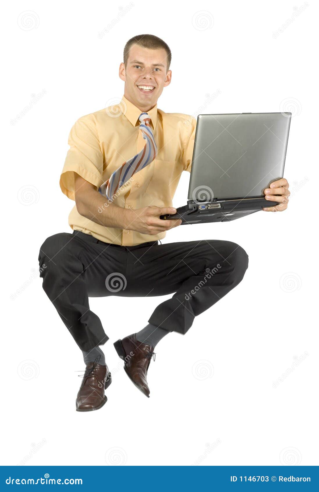 Jumping Businessman with Laptop Stock Image - Image of monopoly, jump ...
