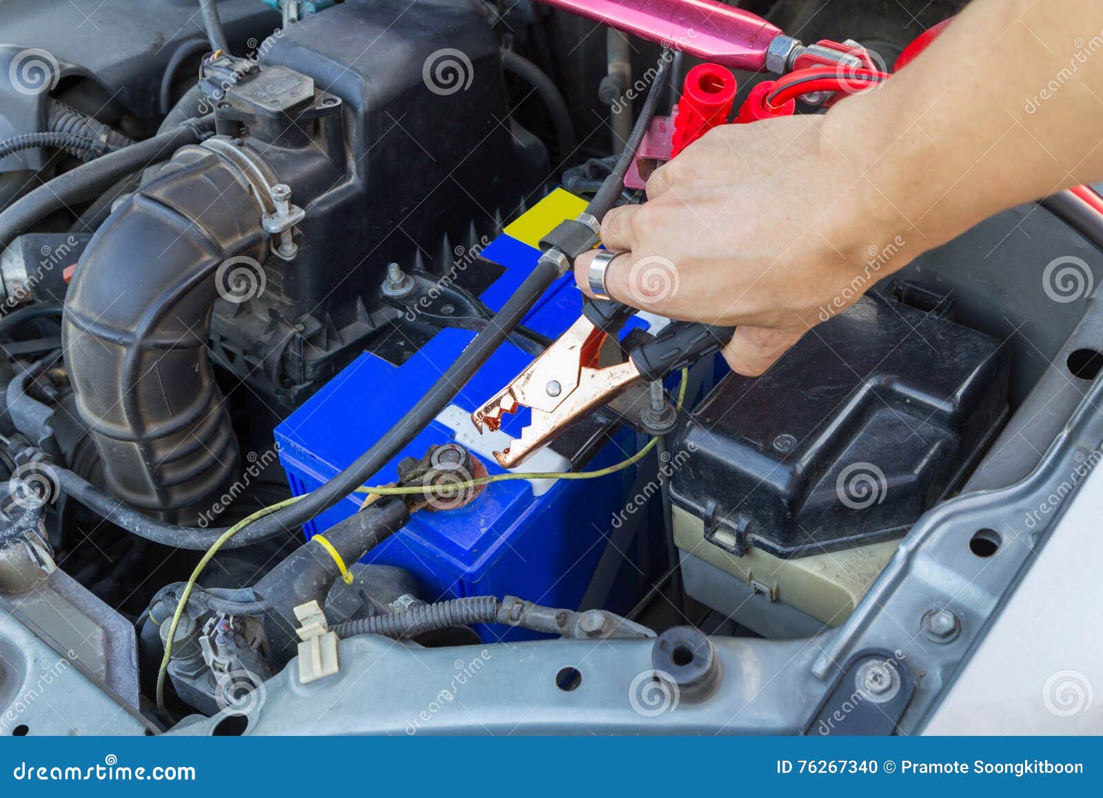 Jumping the Car Battery for Charging Stock Photo - Image of vehicle ...