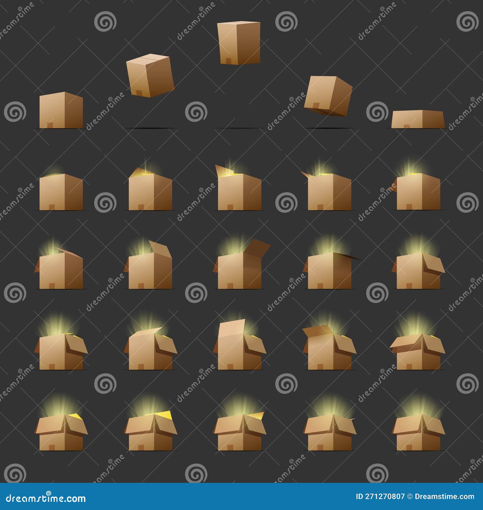 Jumping Cartoon Animated Gift Box Sprite, Game Ui Stock Vector ...