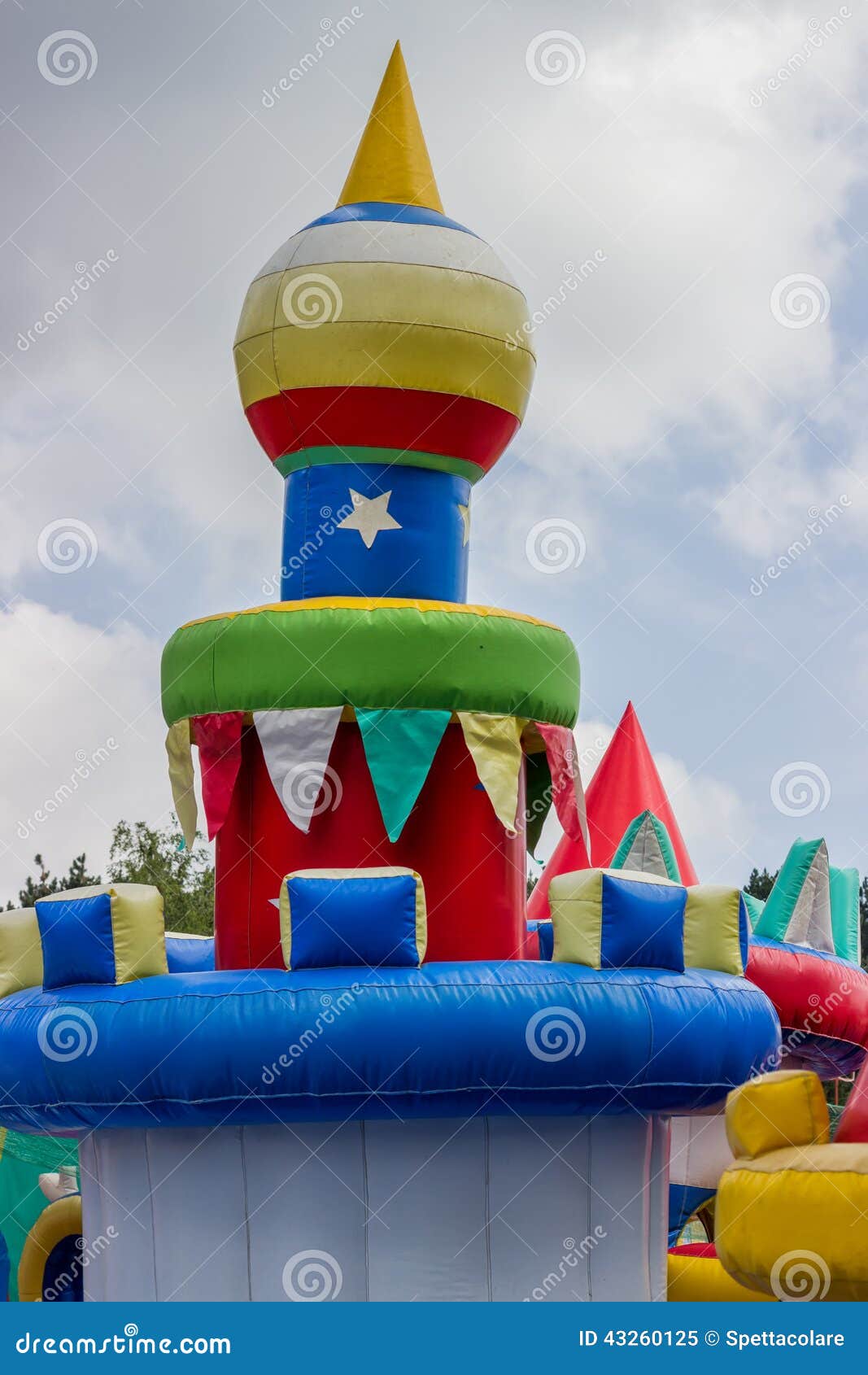 Jumping Castle, Playground for Kids with Slides 3 Stock Image - Image ...