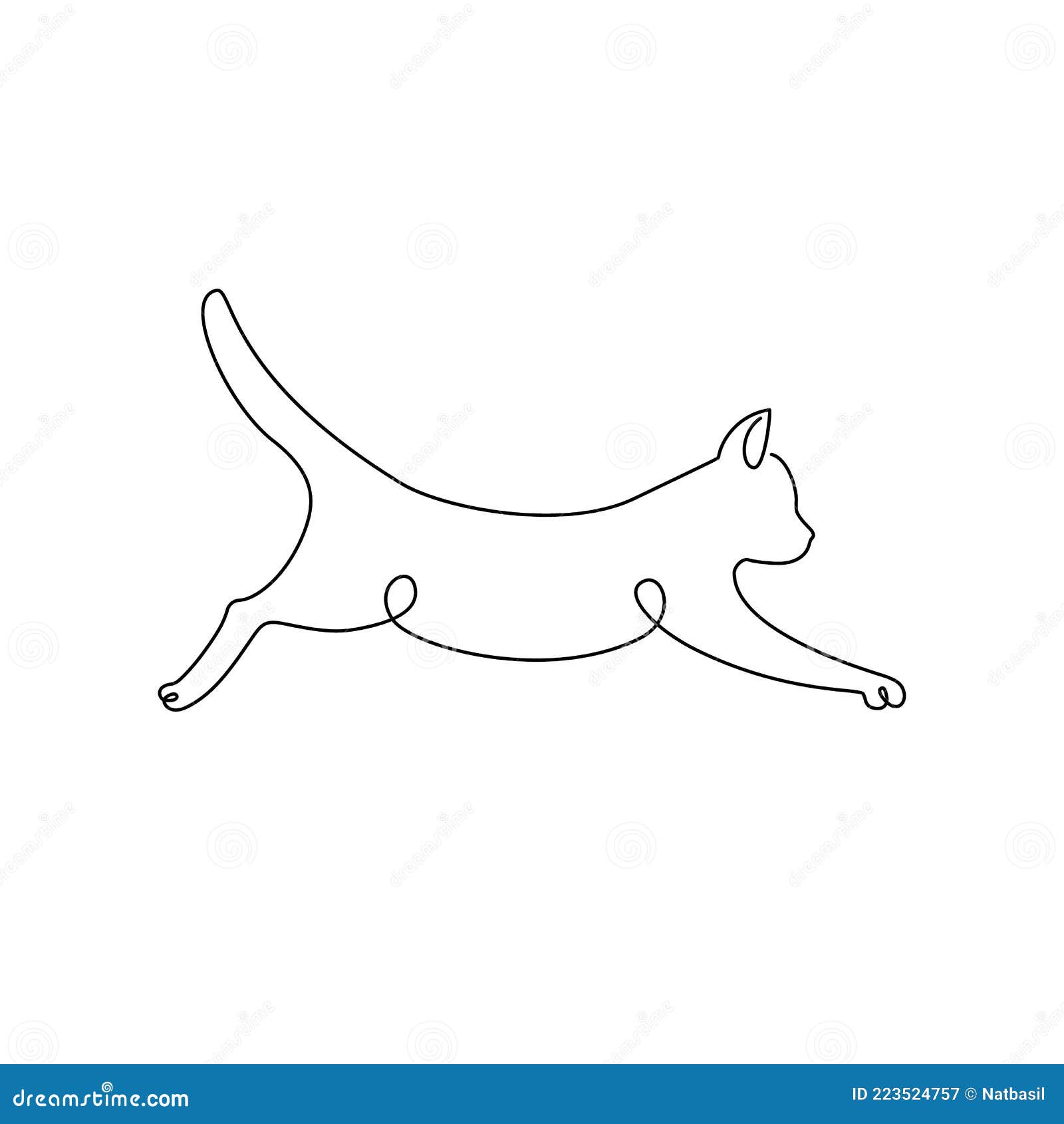 Jumping Cat Continuous Line Drawing Stock Vector - Illustration of ...