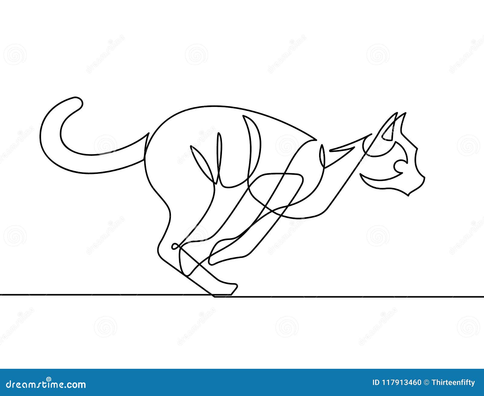 Jumping Cat Continuous Line Vector Illustration Stock Vector ...