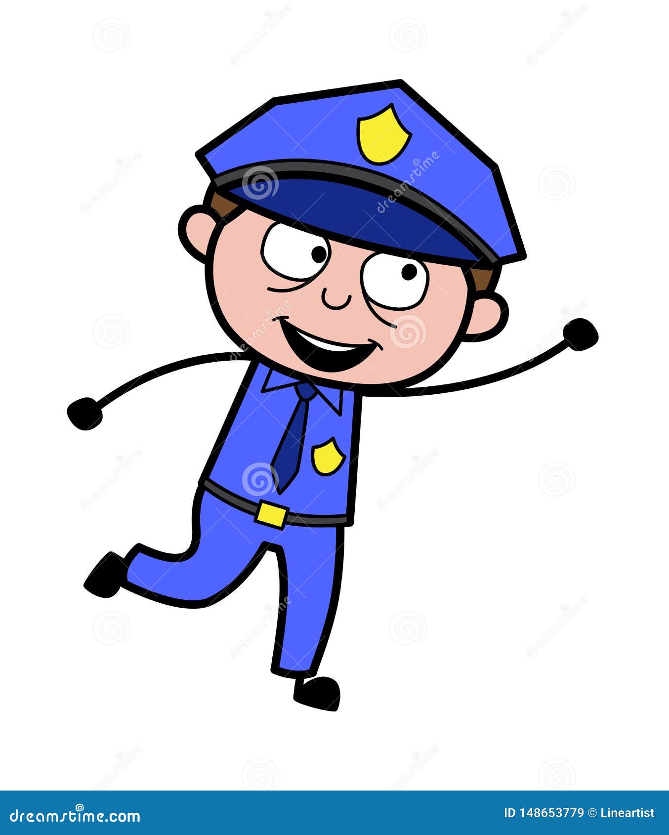 Jumping for Catch - Retro Cop Policeman Vector Illustration Stock ...