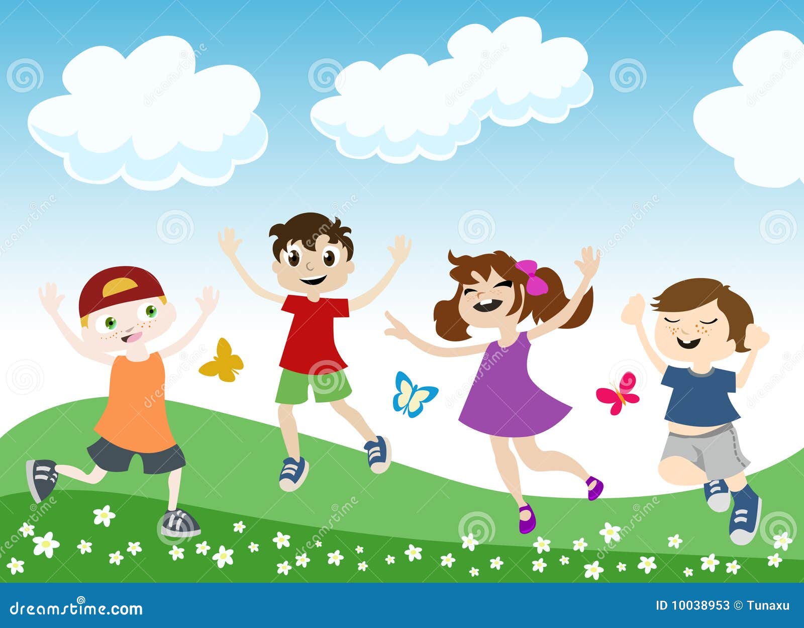 Jumping Children Illustration Stock Vector - Illustration of drawing ...