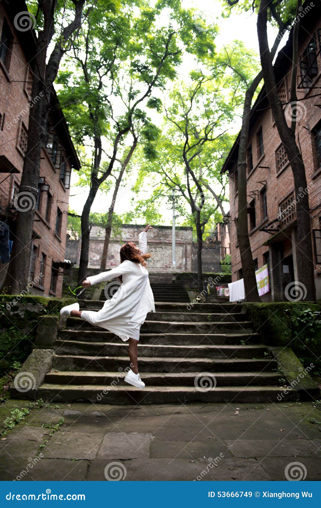 A Jumping Chinese Woman Stock Image Image Of Illumination 53666749