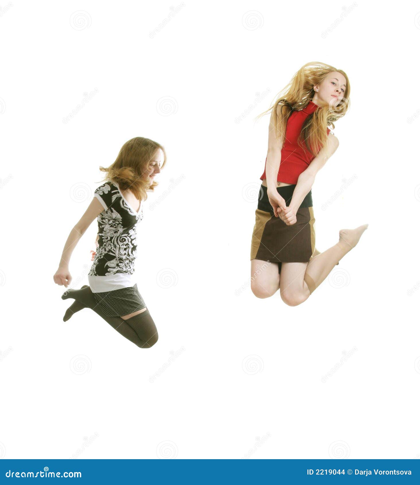 Jumping college girls stock photo. Image of excitement - 2219044
