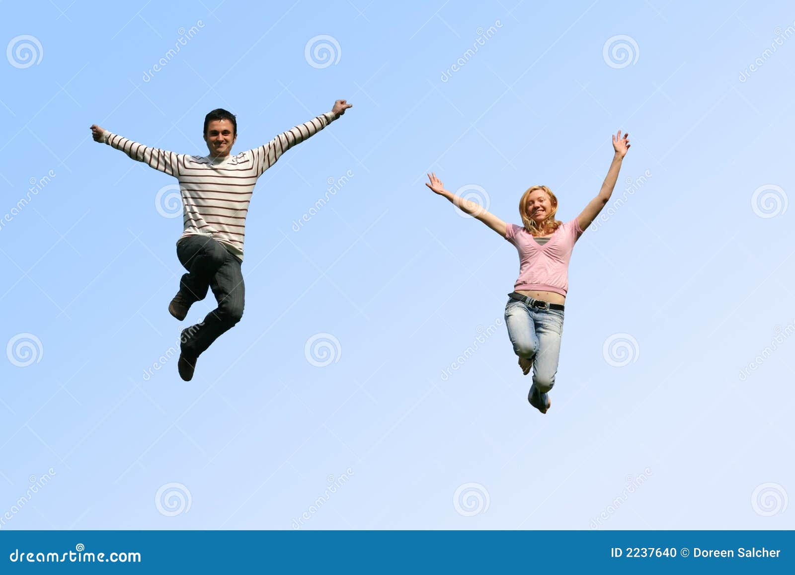 Jumping couple stock photo. Image of jump, laughter, casual - 2237640