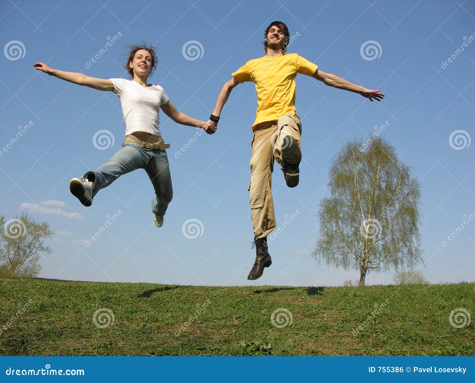 Jumping couple. spring stock photo. Image of adult, health - 755386
