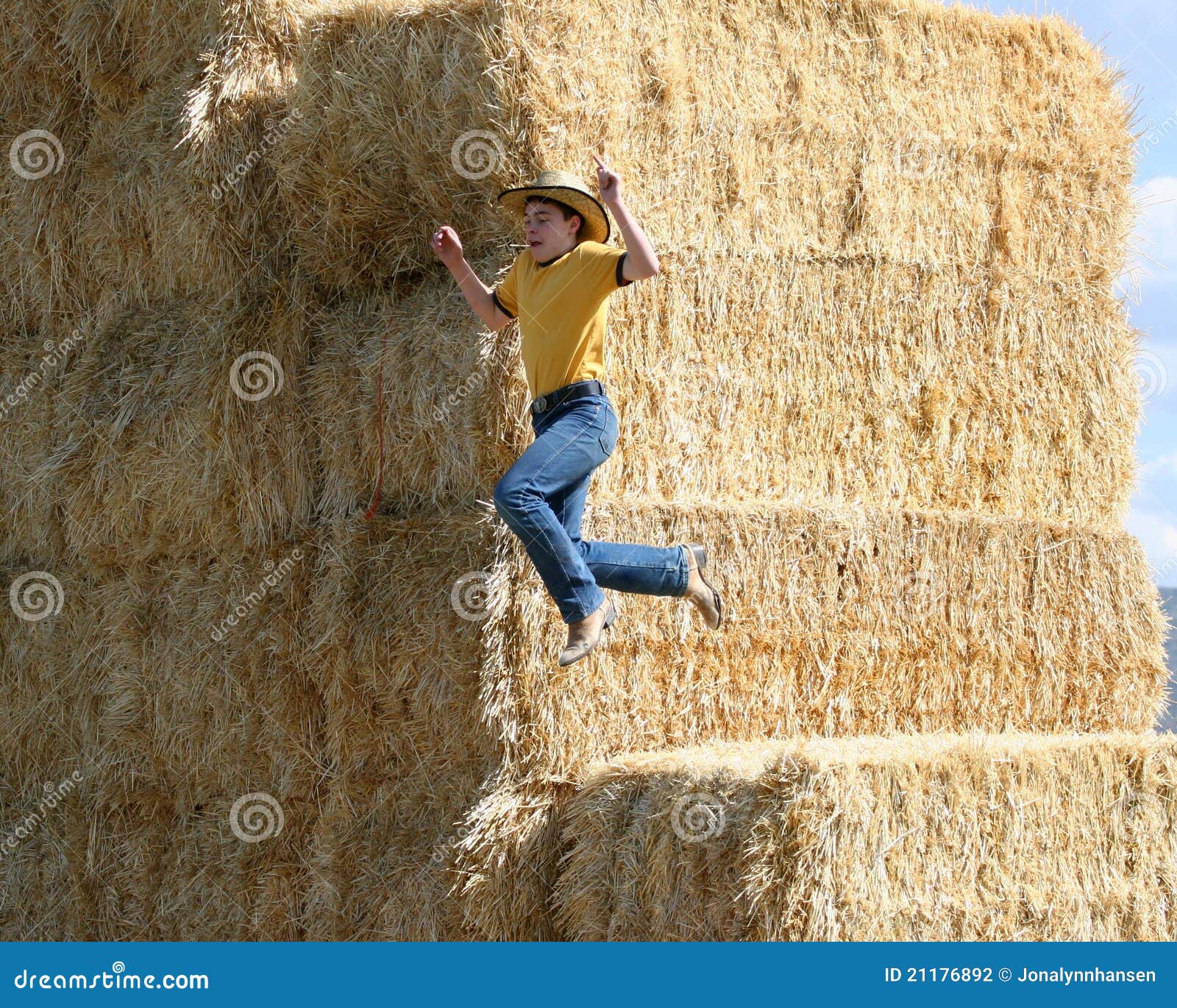 Jumping Cowboy stock photo. Image of blue, outside, harvest - 21176892