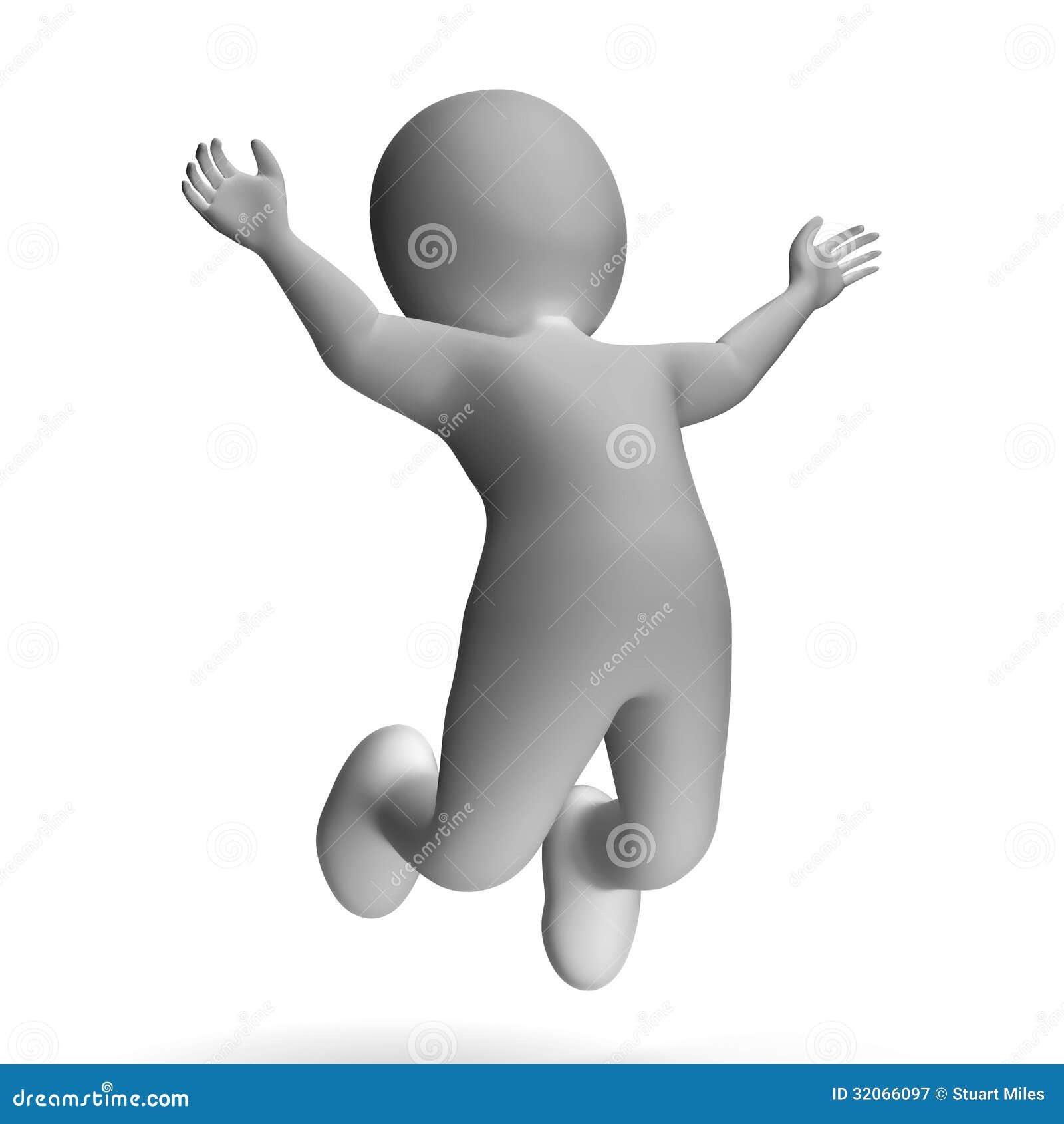 Jumping 3d Character Showing Excitement and Joy Stock Illustration ...