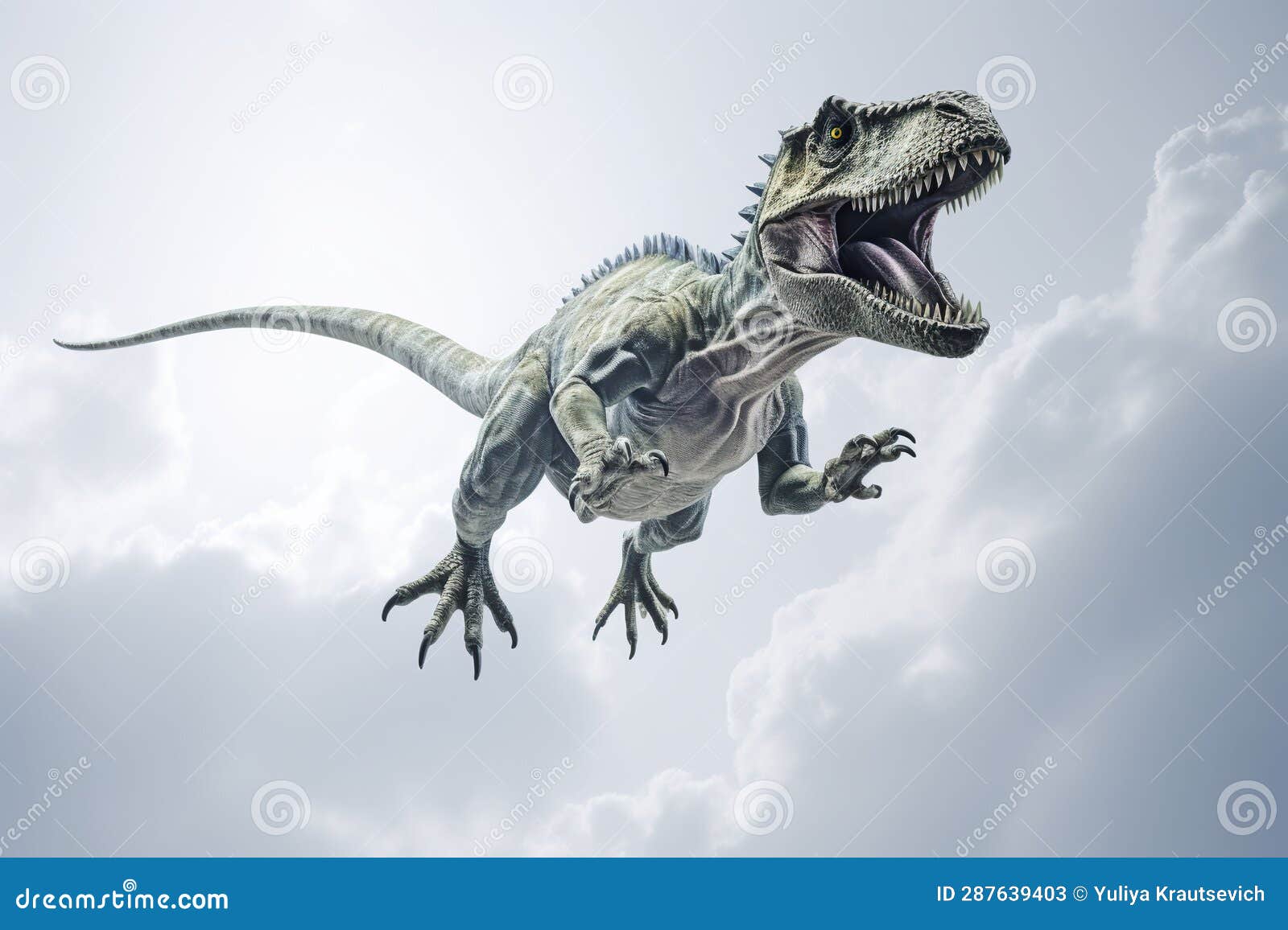Jumping Dinosaur on Blue Background Stock Illustration - Illustration ...