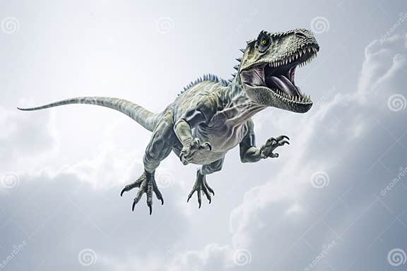 Jumping Dinosaur on Blue Background Stock Illustration - Illustration ...