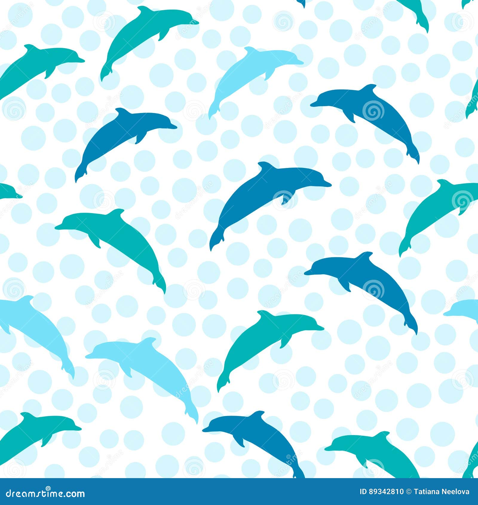 Jumping Dolphins, Vector Seamless Summer Pattern with Sea Animals. Marine Style for Print Stock ...
