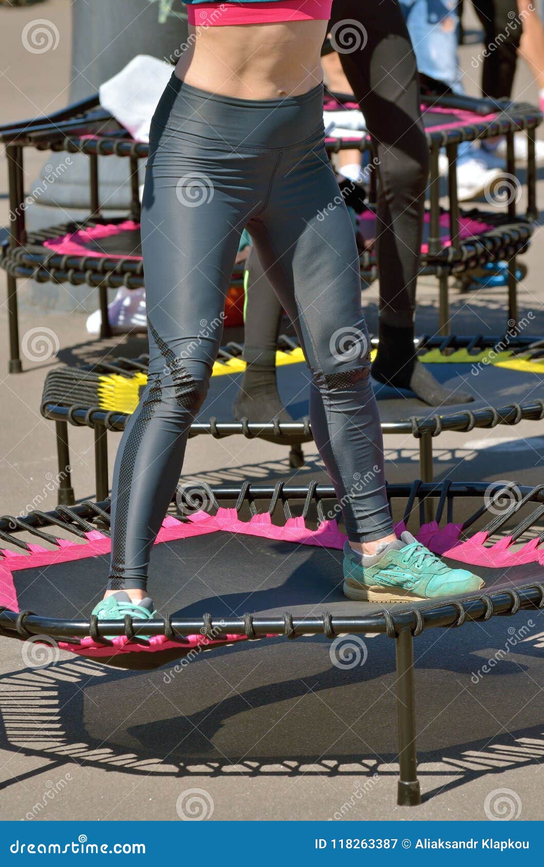 Jumping on an Elastic Trampoline. Stock Image - Image of elastic ...