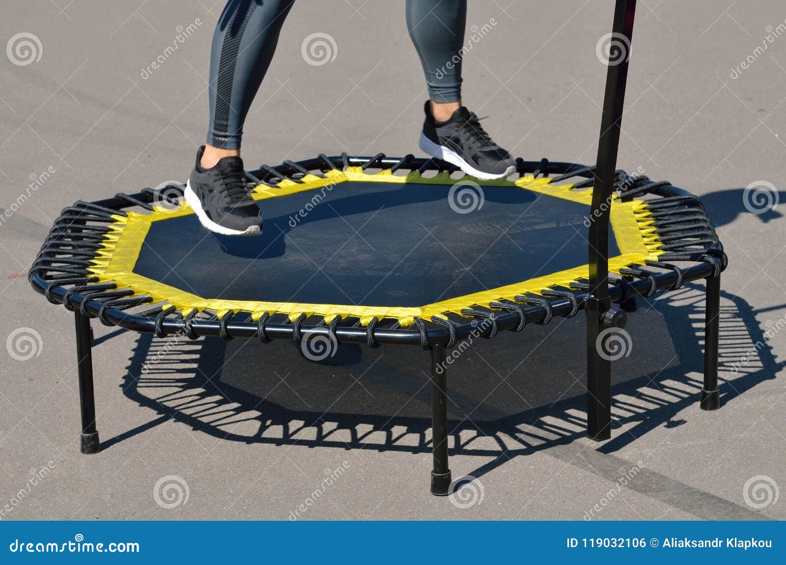 Jumping on an Elastic Trampoline. Stock Photo - Image of healthy ...