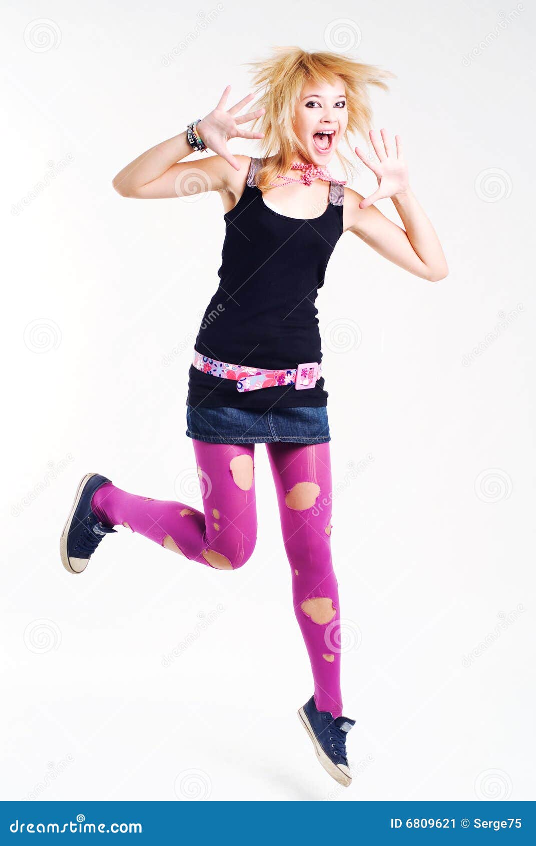 Jumping emo girl stock image. Image of hair, gothic, blond - 6809621