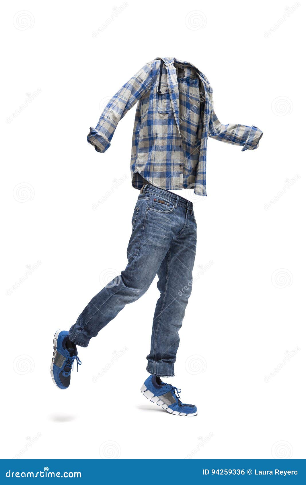 Jumping empty clothes. stock photo. Image of isolated - 94259336