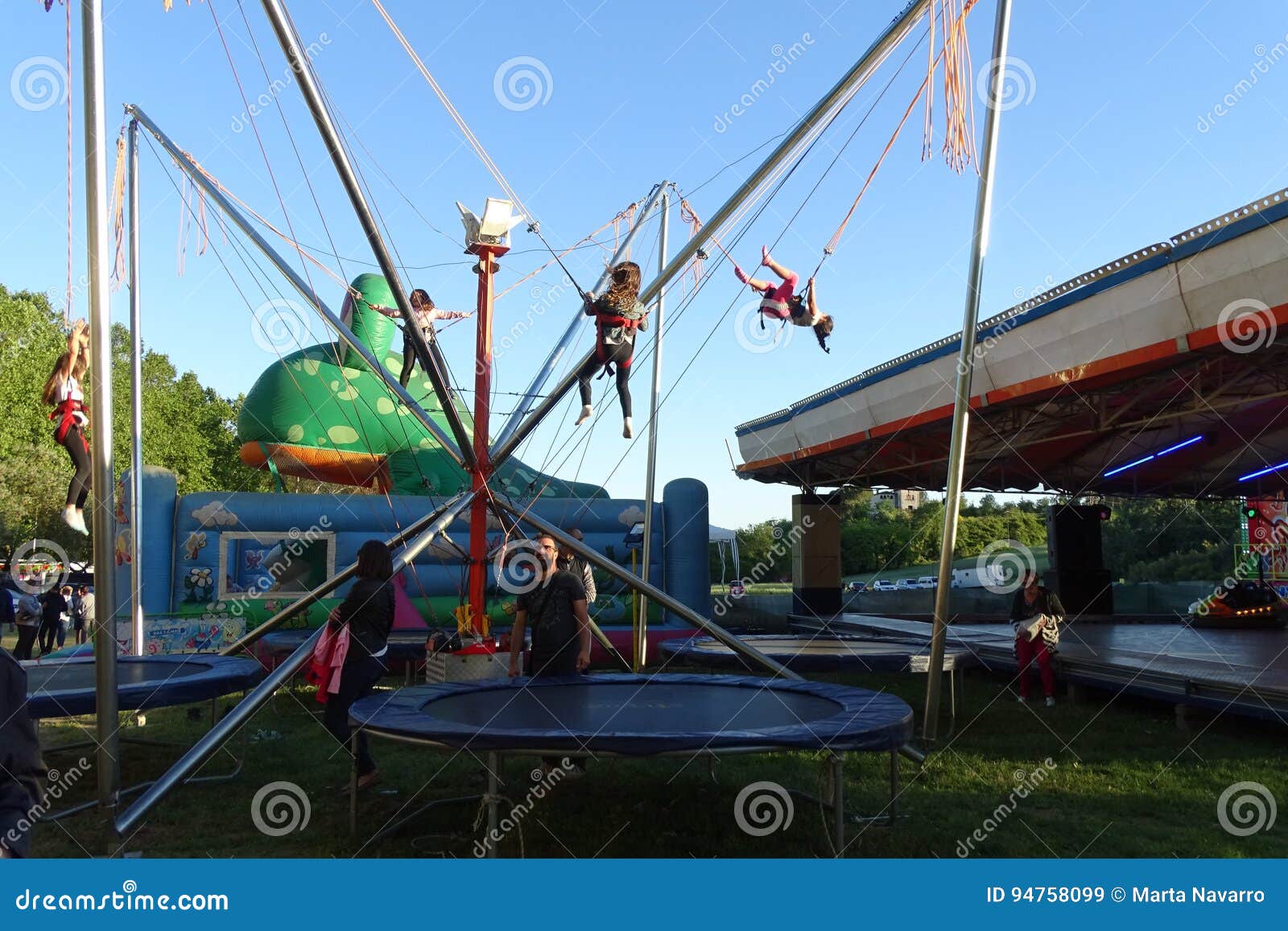Jumping Fair Attraction for Children, Chicldren Having Fun Editorial ...