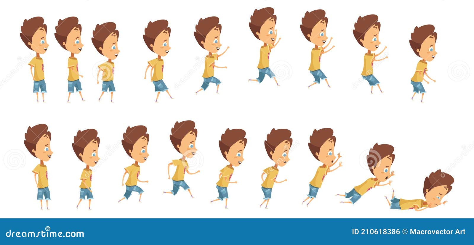 Jumping and Falling Boy Animation Stock Vector - Illustration of ...