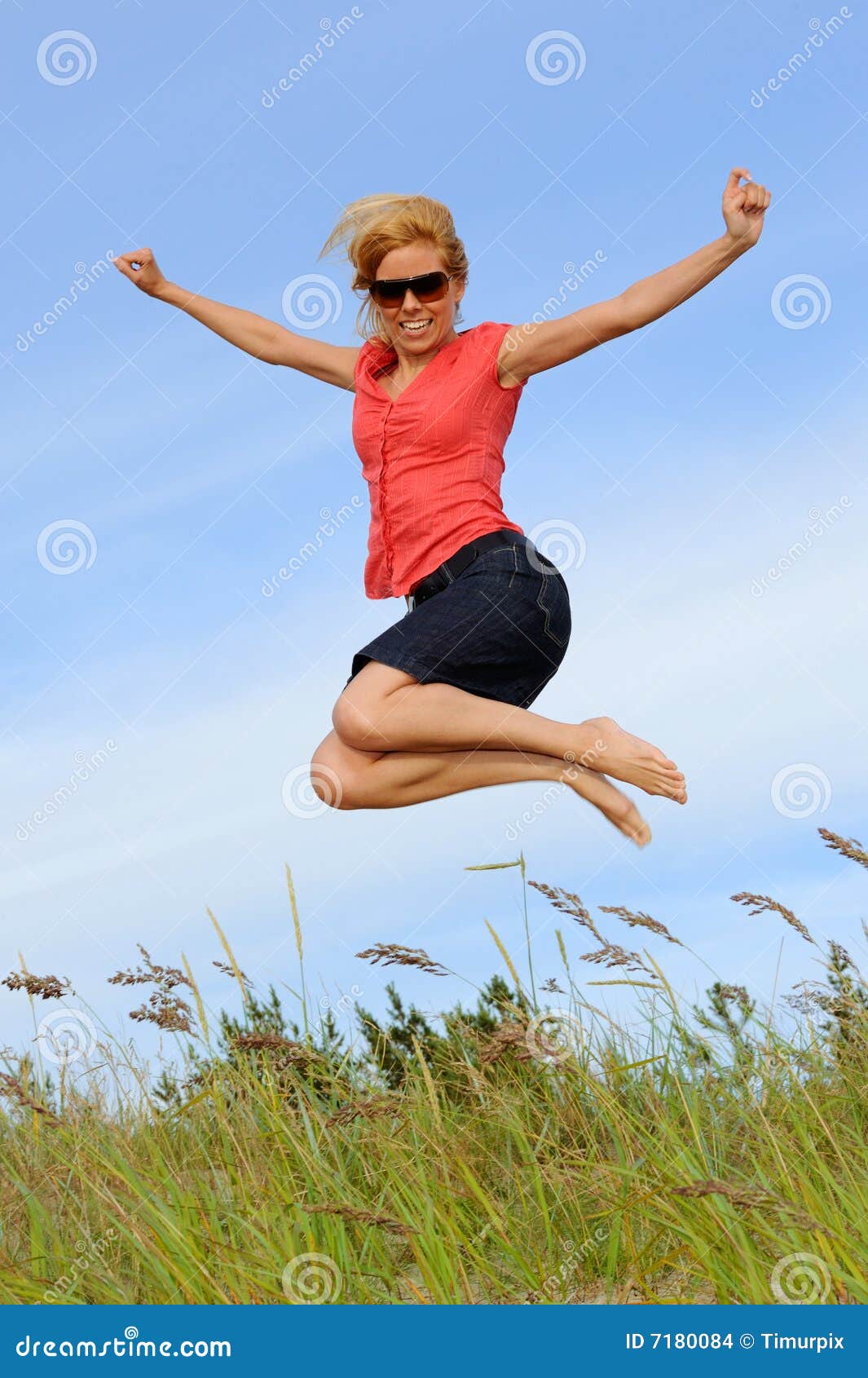 Jumping female stock photo. Image of recreation, carefree - 7180084