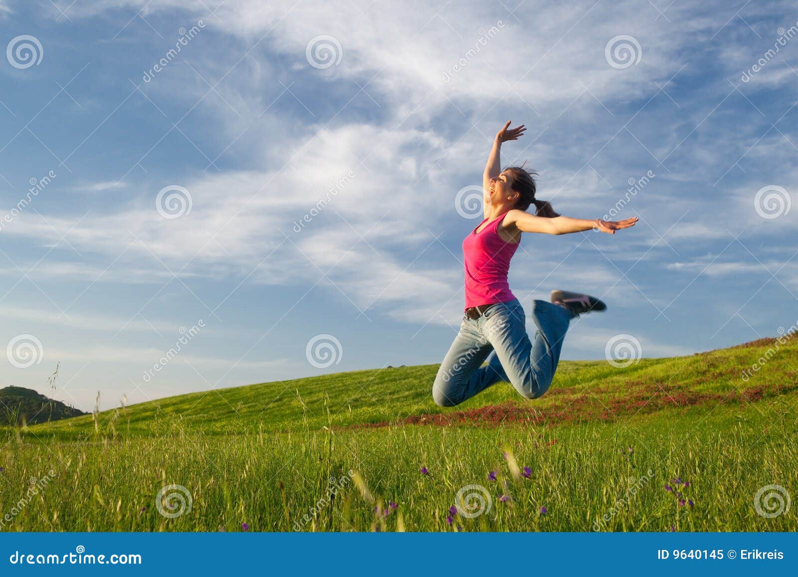 Jumping on the field stock image. Image of outdoor, meadow - 9640145