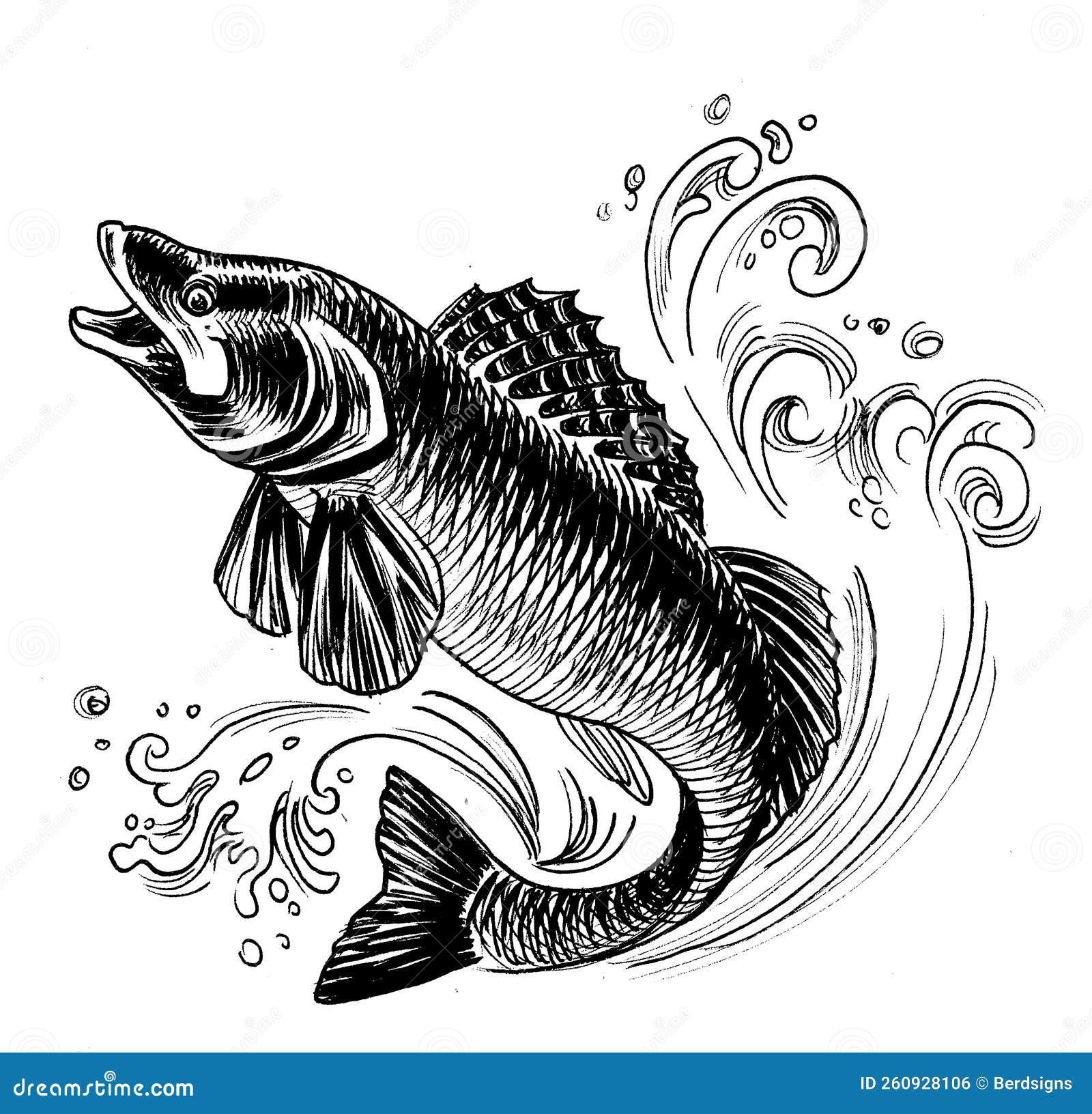 Jumping fish. stock illustration. Illustration of water - 260928106
