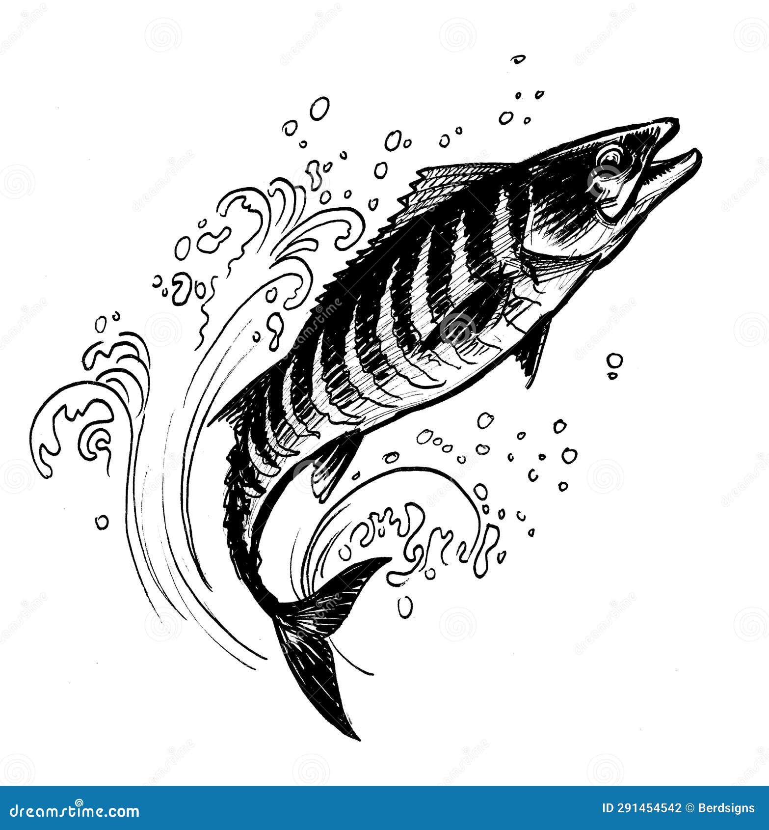 Jumping fish stock illustration. Illustration of black - 291454542