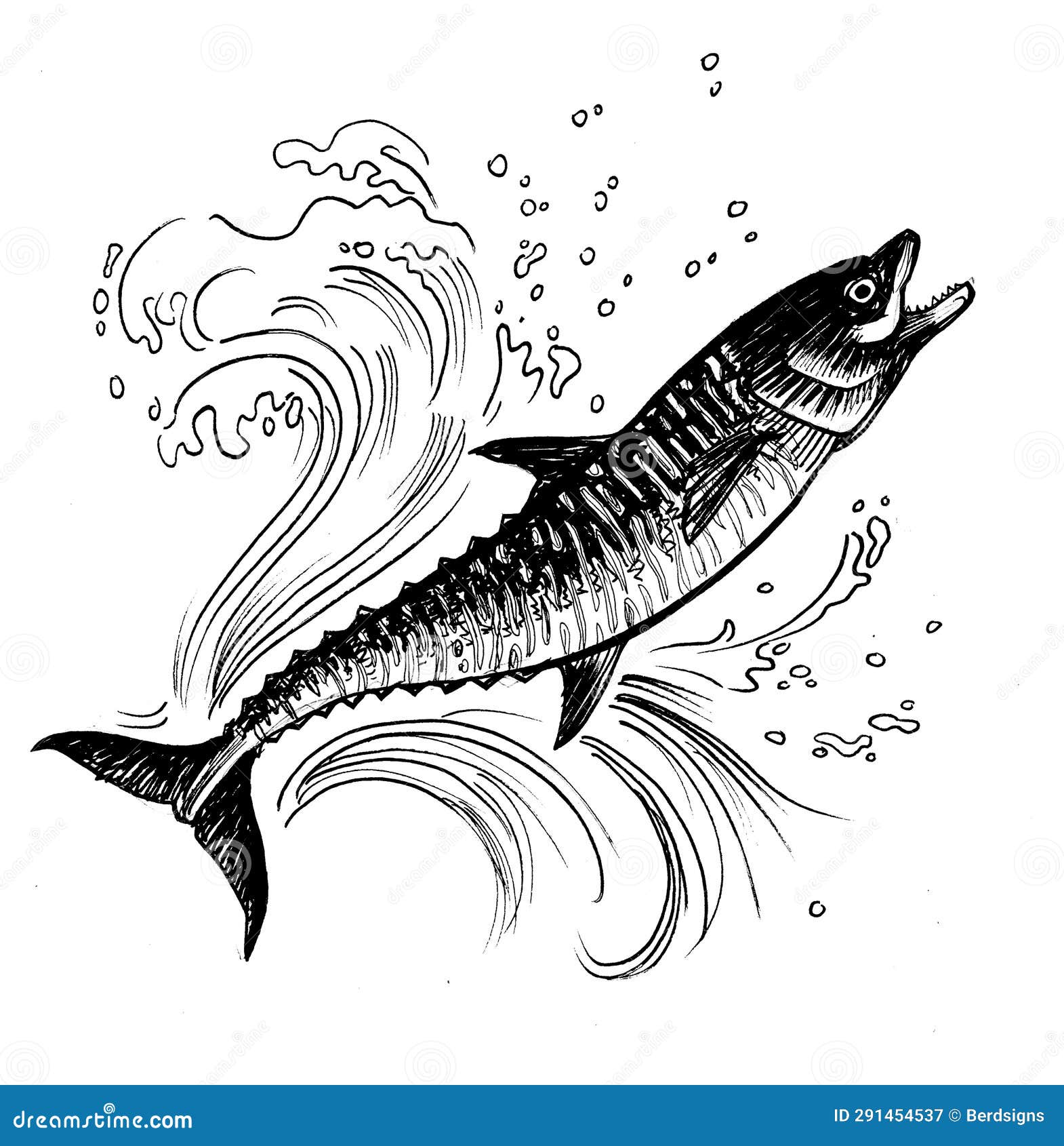 Jumping fish stock illustration. Illustration of fishing - 291454537