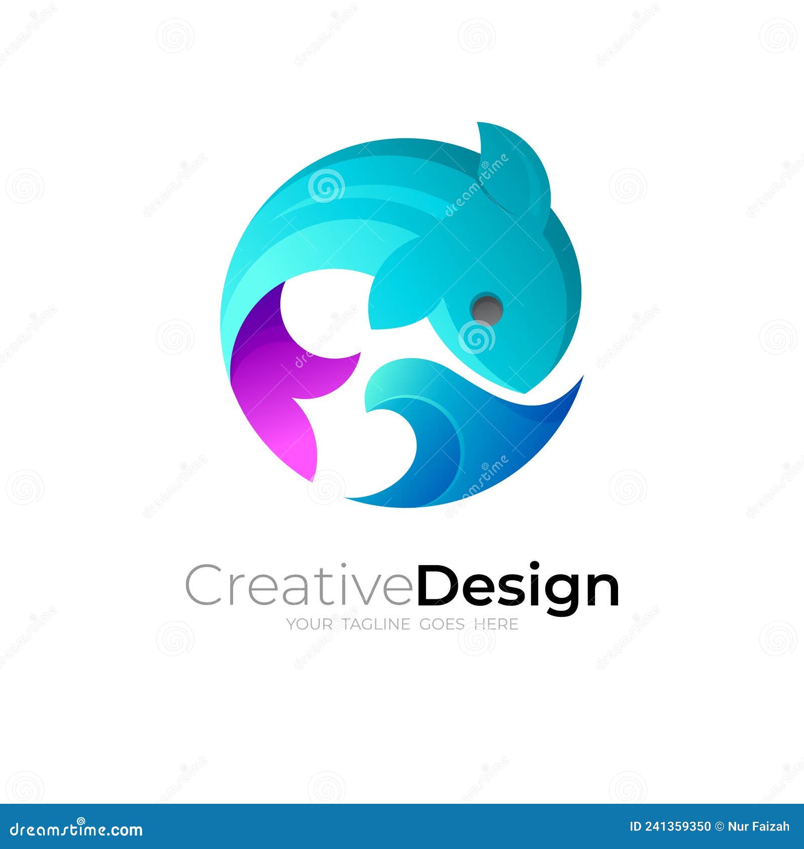 Jumping Fish Logo and Wave Icon Vector, 3d Style Stock Vector ...