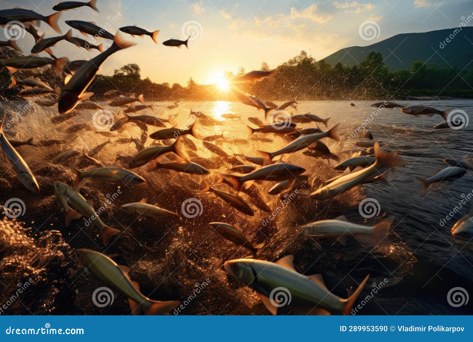 Jumping Fish in Nature on the River Stock Photo - Image of stream ...