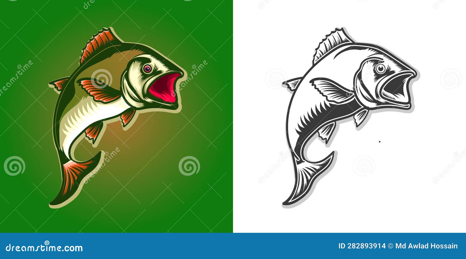 Jumping Fish Vector Illustration Set. Stock Vector - Illustration of ...