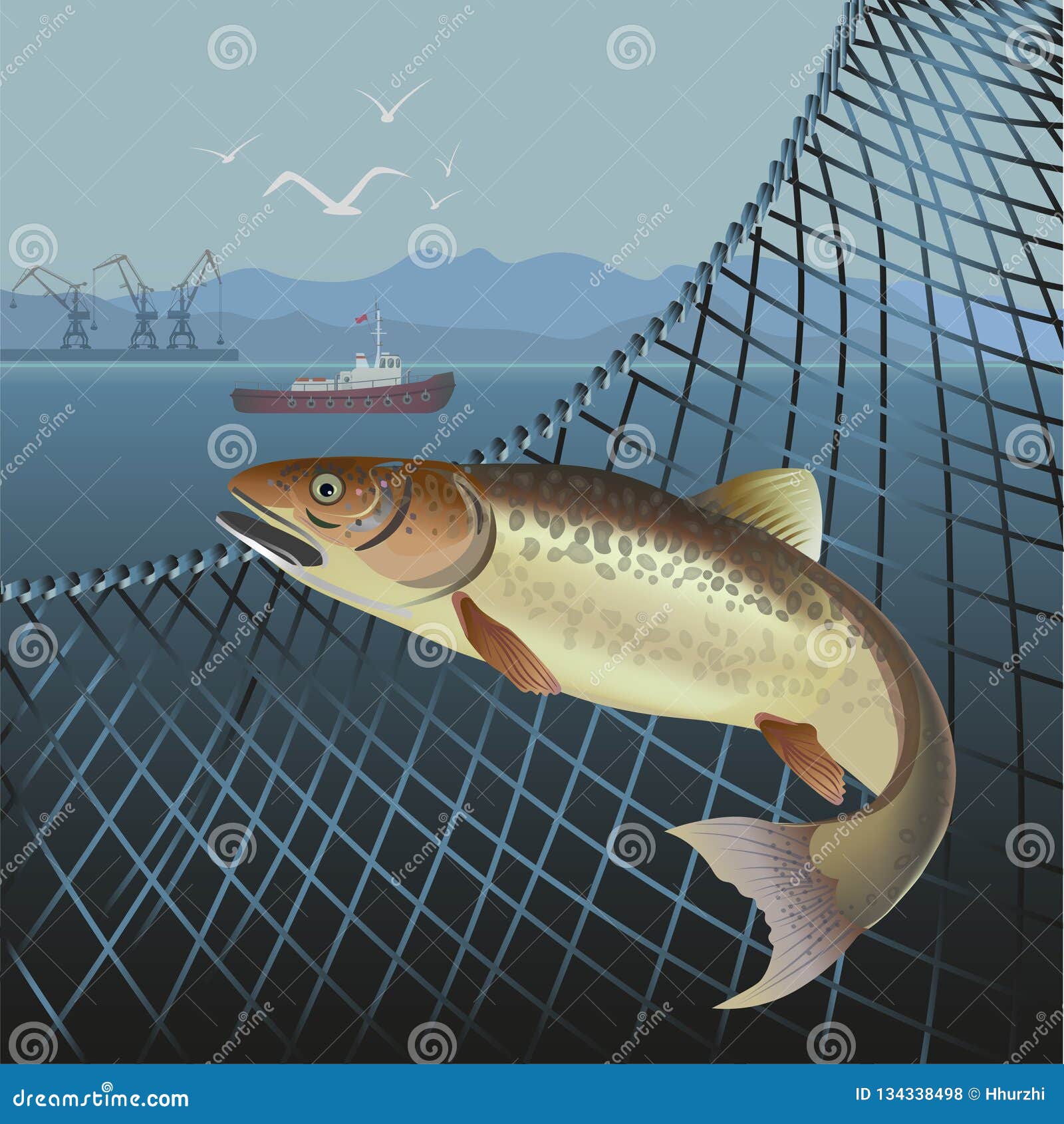 Jumping fish vector stock vector. Illustration of jumping - 134338498