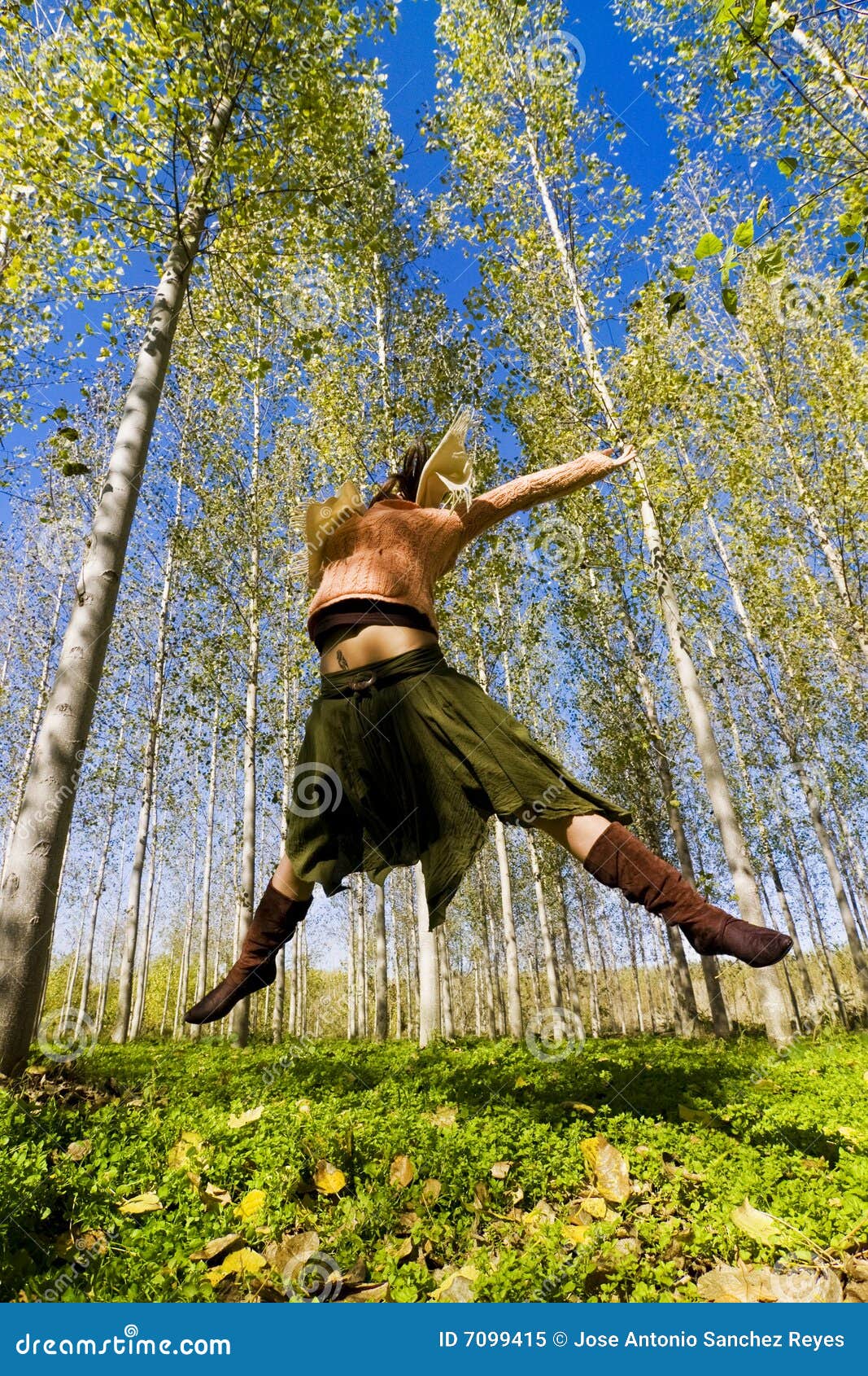 Jumping in the forest stock image. Image of activity, active - 7099415