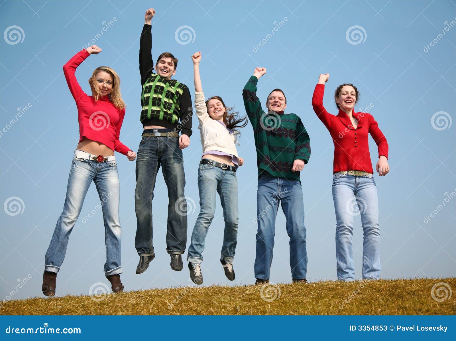 Jumping friends stock image. Image of hand, peaceful, jump - 3354853