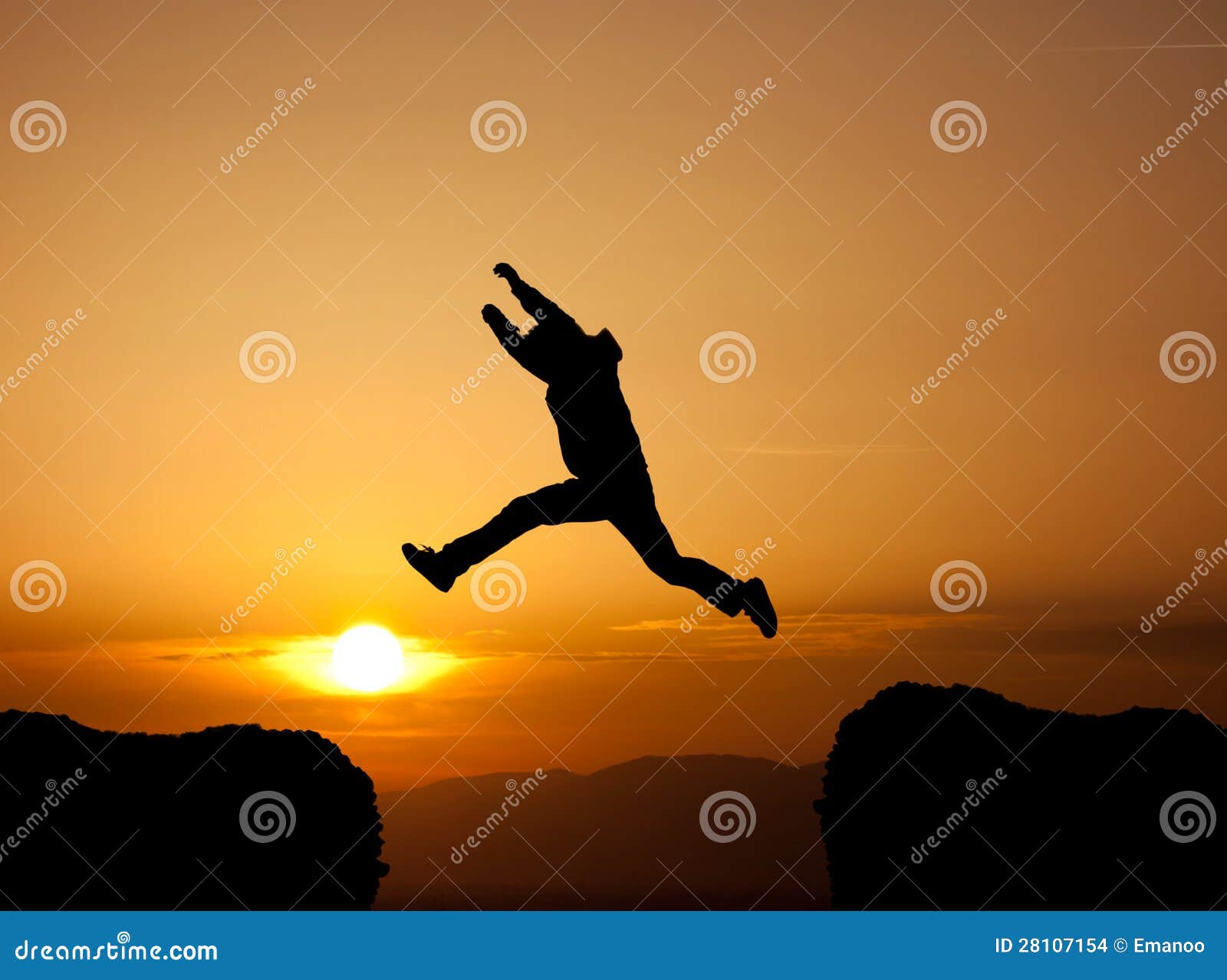 Jumping a gap in sunset stock photo. Image of dawn, happiness - 28107154